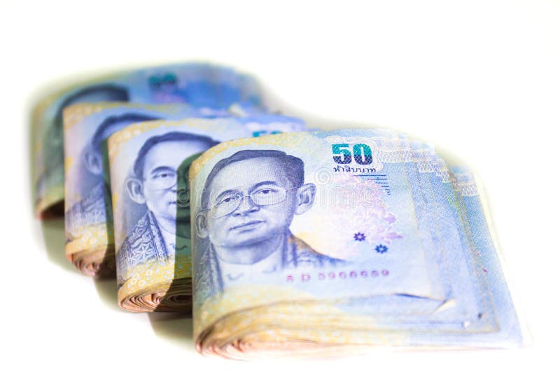 Fifty Thai Baht Banknotes, Print Material Stock Photo - Image of ...