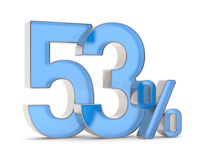 Fifty Three Percent on White Background. Isolated 3D Illustration Stock ...