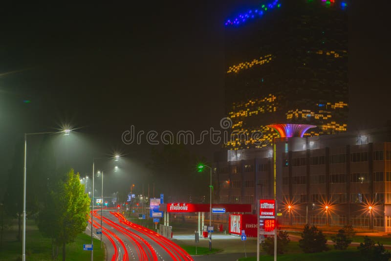 The FiftyTwoDegrees Building at Night Editorial Photography - Image of ...