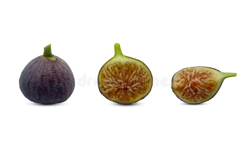 Fig Collection Full Half and Quarter. Fig Isolated on White Background ...
