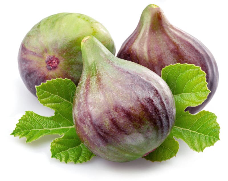 Fig Fruits with Fig Leaves Isolated on White Background Stock Image ...