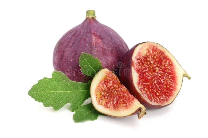 Fig Fruits with Leaves on White Background Stock Image - Image of ...