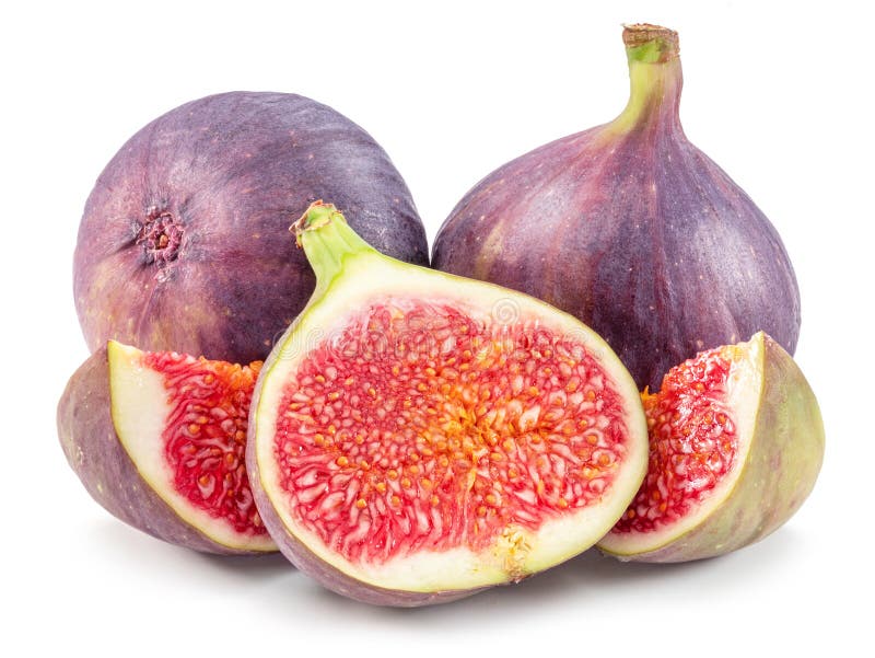 Fig Fruits and Slices of Fig Isolated on White Background Stock Image ...