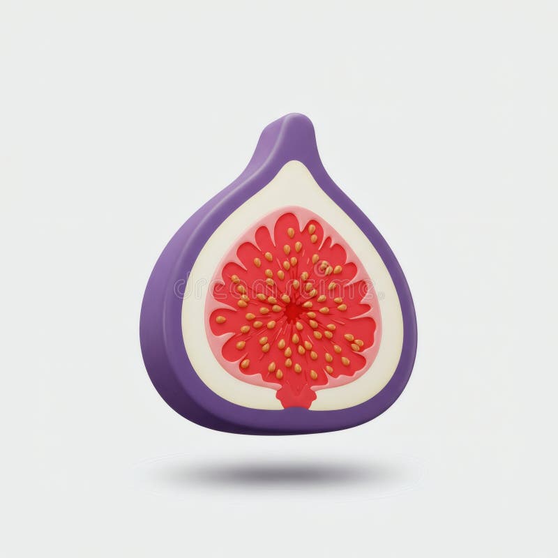 Fig Half Illustration with Seeds Floating on Light Background Design ...