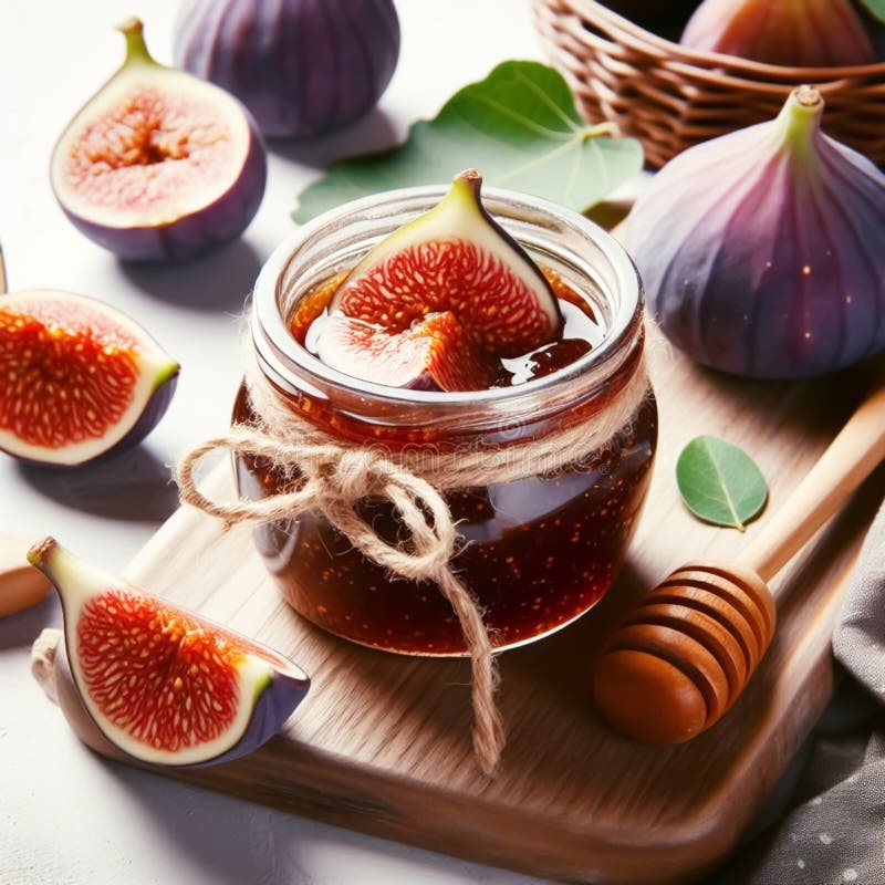 Fig Jam in a Glass Jar. Fruit and Healthy Food Stock Illustration ...