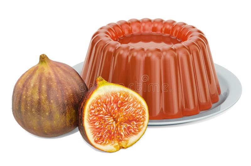 Fig Jelly on a Plate with Common Figs, 3D Rendering Stock Illustration ...