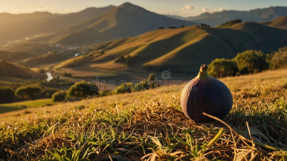 Ripe Fig on a Hilltop at Sunset: a Golden Harvest Scene Stock ...