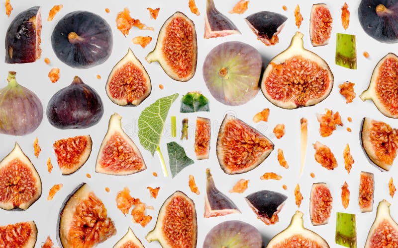 Fig Slice and Leaf Collection Stock Image - Image of crop, natural ...
