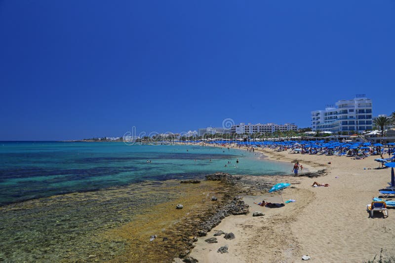 Fig tree bay in Cyprus editorial photo. Image of umbrella - 99705951