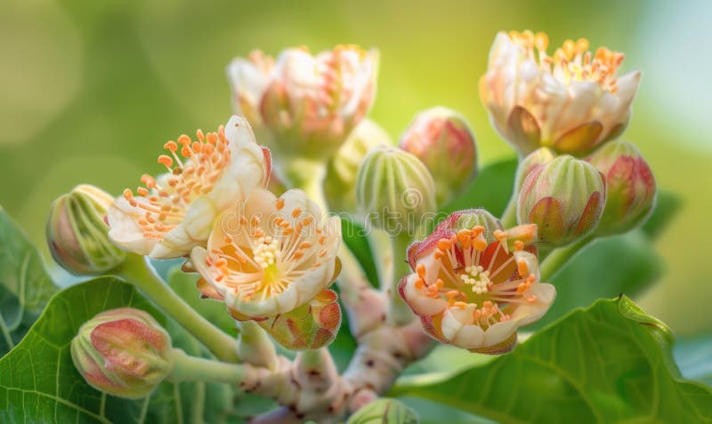 Fig Tree Blossoms and Young Figs, Close-up Stock Photo - Image of ...