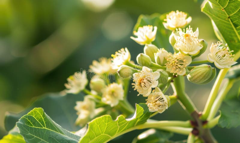 Fig Tree Blossoms and Young Figs, Close-up Stock Image - Image of ...