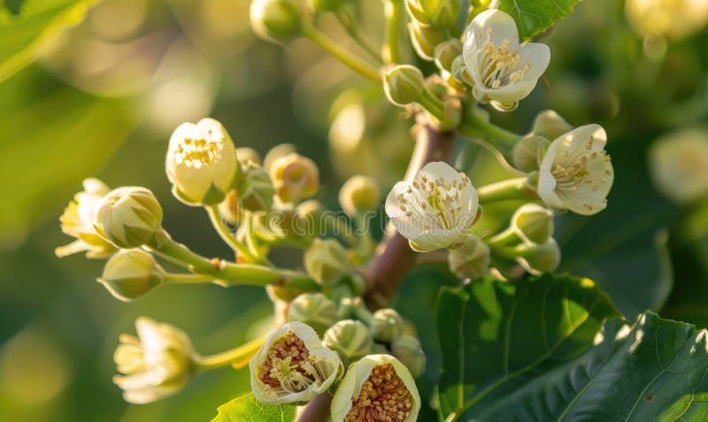 Fig Tree Blossoms and Young Figs, Close-up Stock Photo - Image of ...