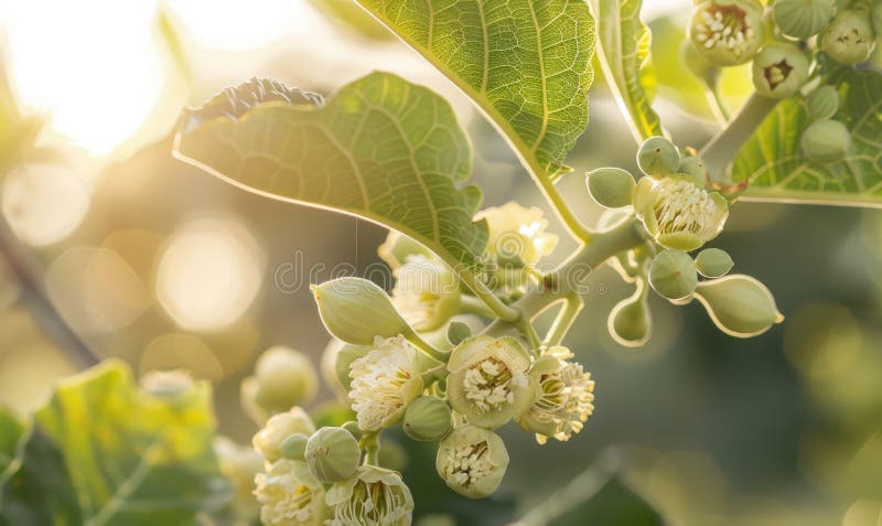 Fig Tree Blossoms and Young Figs, Close-up Stock Photo - Image of ...