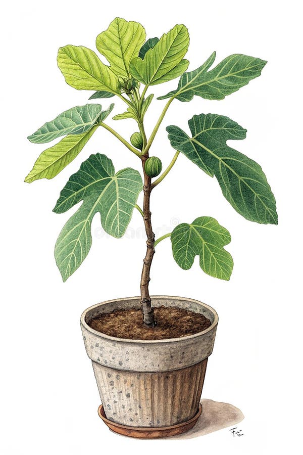 Fig Tree Sapling stock illustration. Illustration of garden - 374596948