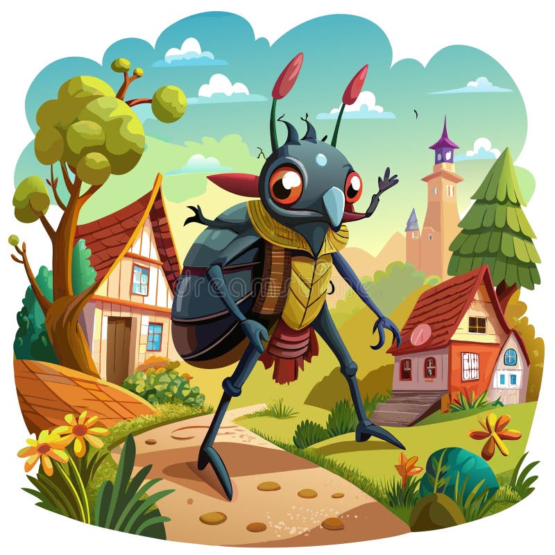 Figeater Beetle Bug Repulsive Walks Village Vector Stock Vector ...