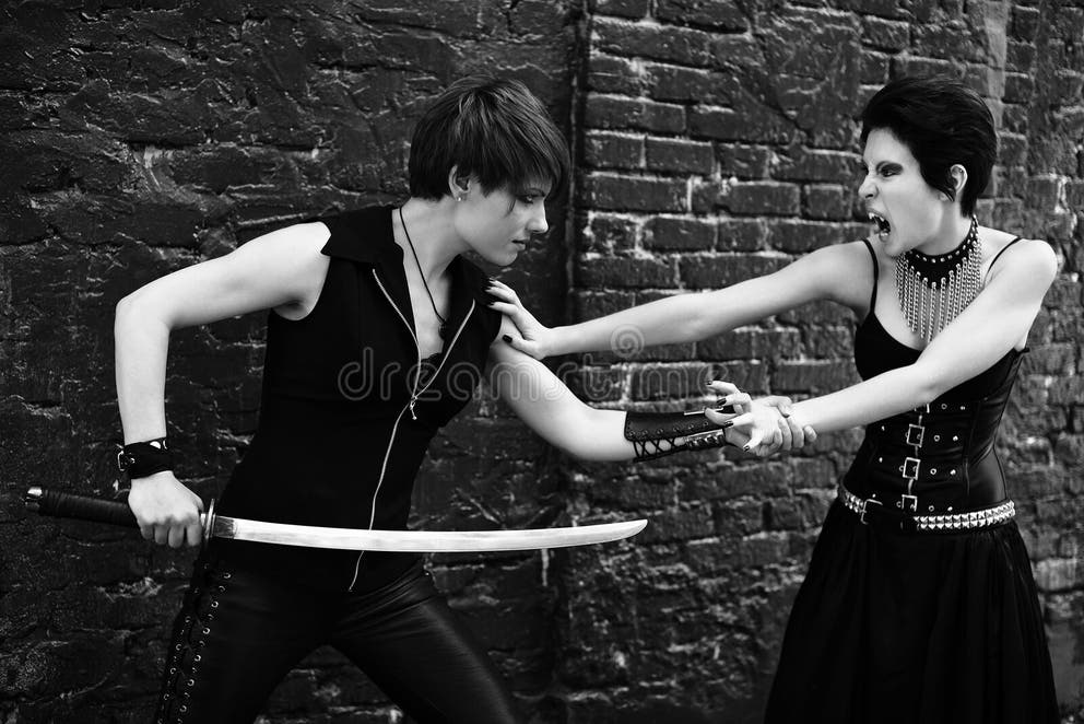 Fight against vampire stock image. Image of female, black - 25526627