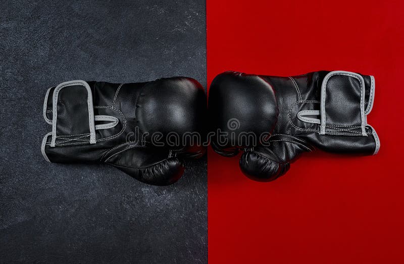 The Fight Begins. High Angle Shot of a Pair of Boxing Gloves Placed ...