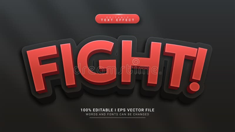 Fight 3d text style effect stock vector. Illustration of digital ...