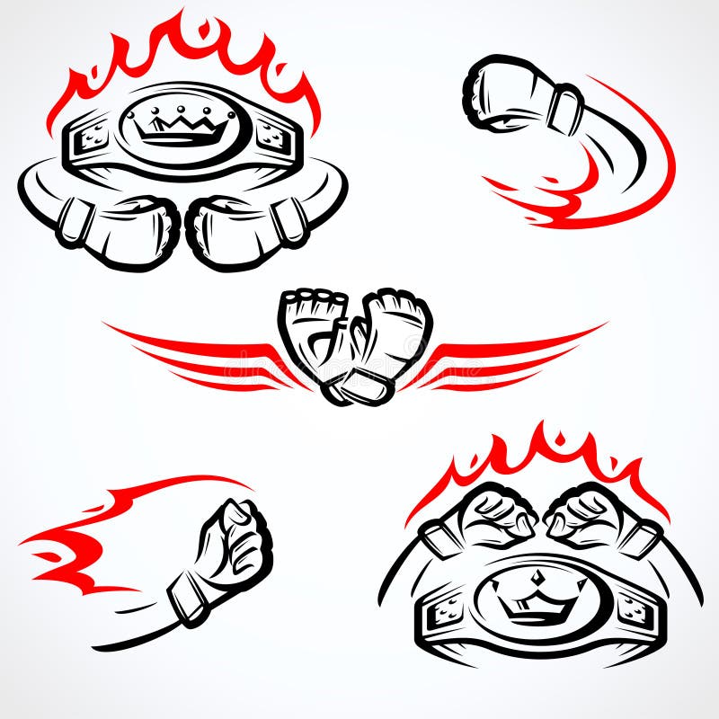 Fight MMA Icon Set. Collection Element Fight Stock Illustration ...