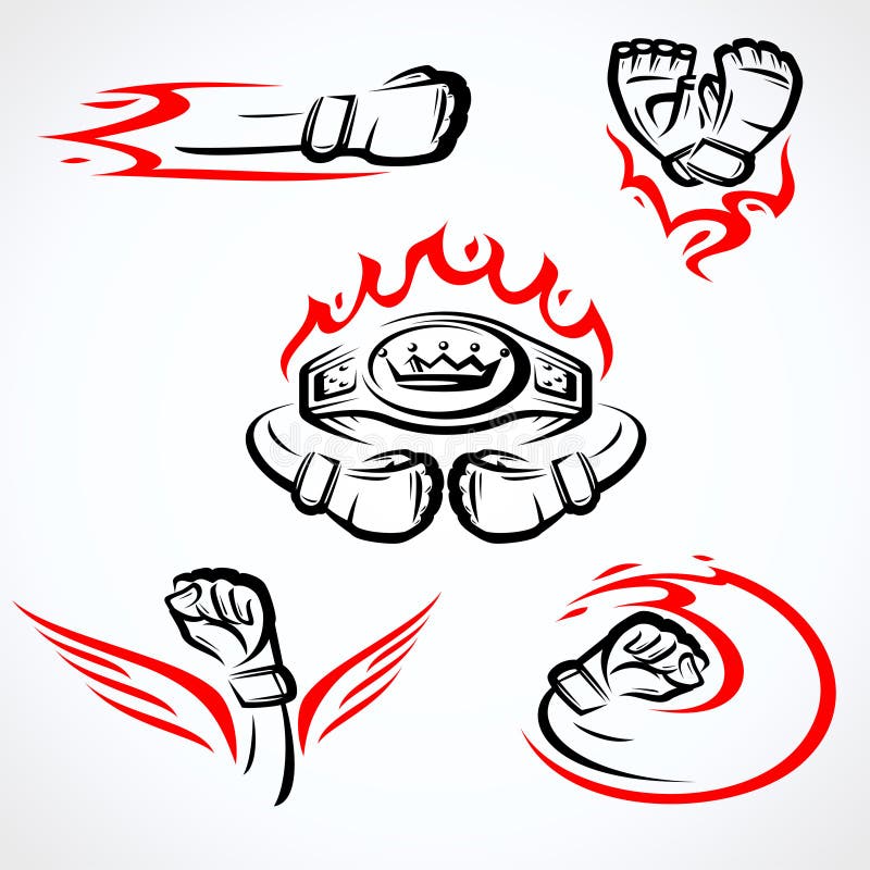 Fight MMA Icon Set. Collection Element Fight Stock Illustration ...