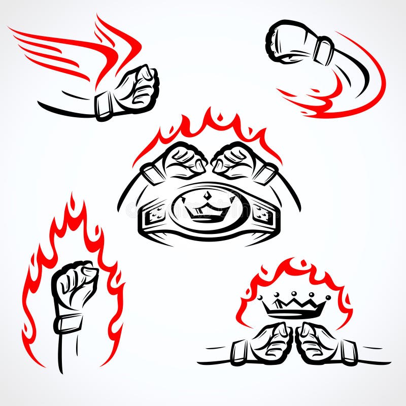 Fight MMA Icon Set. Collection Element Fight Stock Illustration ...