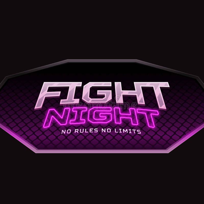 Fight Night Vector Horizontal Banner with Text and Strong Fist. Mma ...