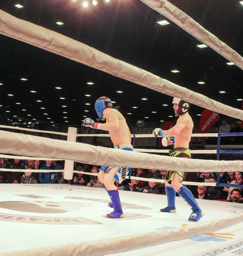 Fight in the ring. editorial image. Image of arena, athlete - 91109675