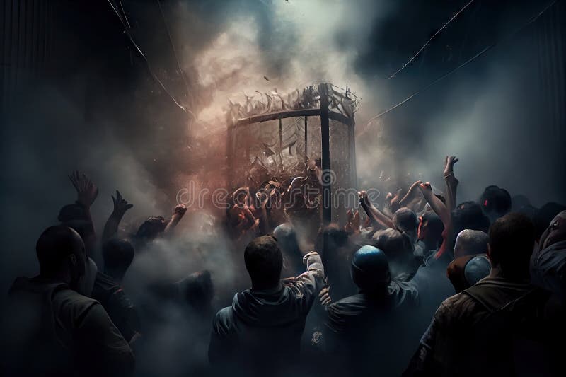 Fight in Smoke-filled Cage with Roaring Crowd and Medics for a Dramatic ...