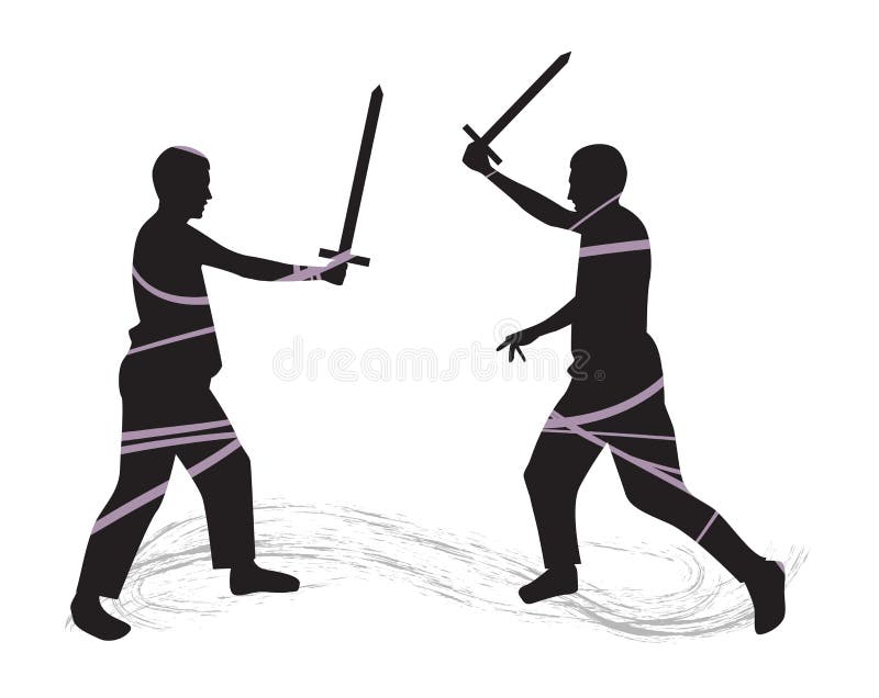 Fight on swords stock vector. Illustration of simple - 76670582