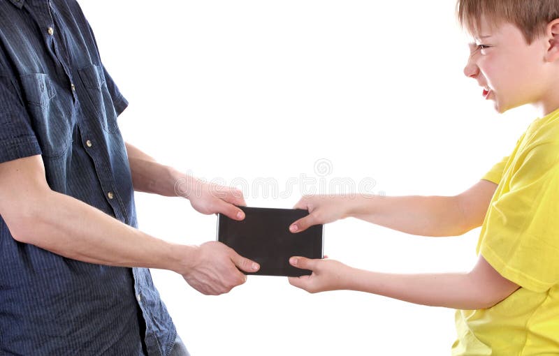 Fight for Tablet Computer stock image. Image of human - 45367491