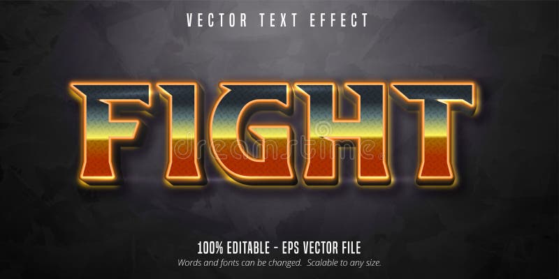 Fight Text, Shiny Light Style Editable Text Effect Stock Vector ...