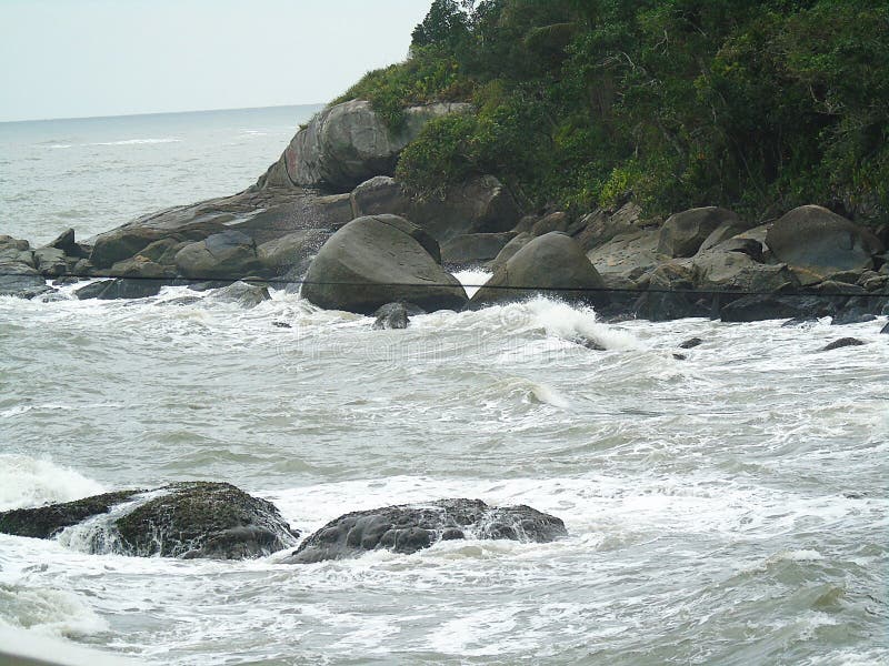 The Fight of the Waves on the Rocks Stock Image - Image of wave, ocean ...