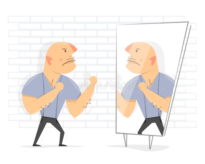 Fight with Yourself. Man in Front of a Mirror. Stock Vector ...