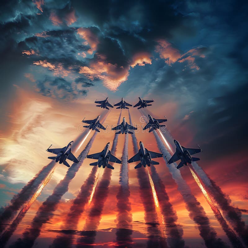 Fighter Aircraft Formation Flight a Stunning Image of Multiple Fighter ...
