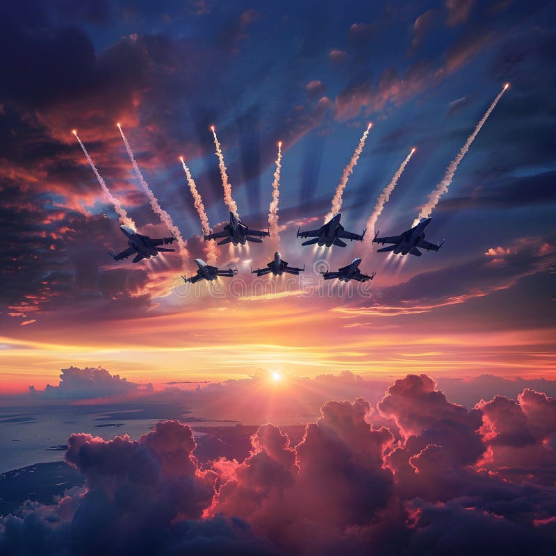 Fighter Aircraft Formation Flight a Stunning Image of Multiple Fighter ...
