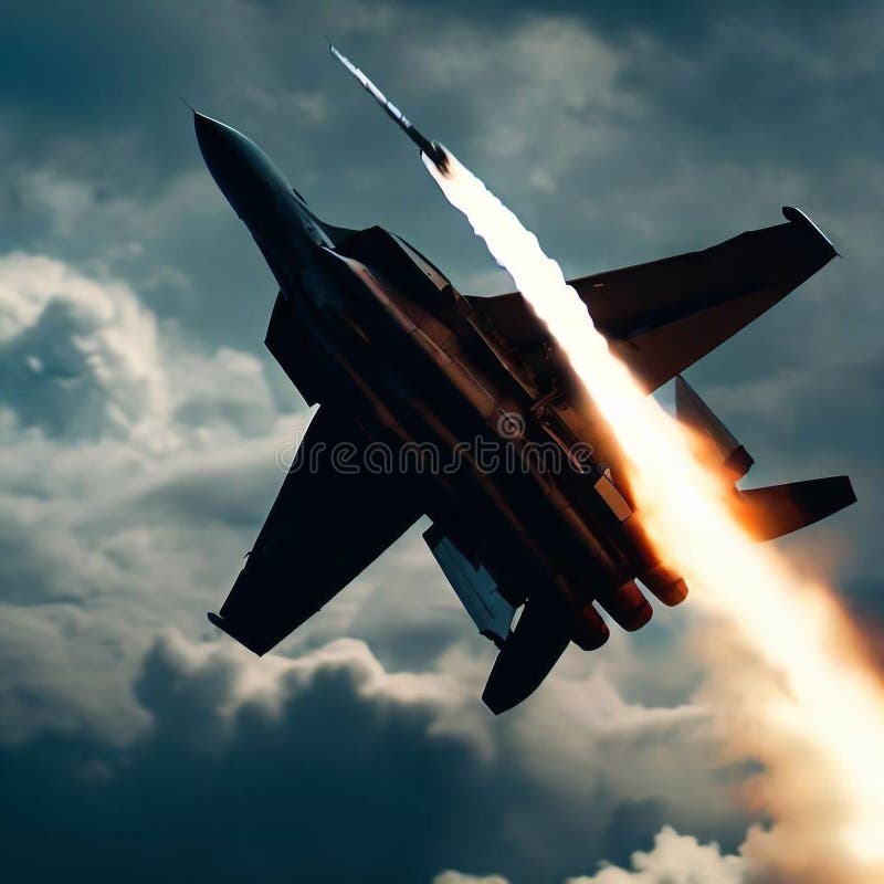 Fighter Aircraft Launches a Rocket Stock Illustration - Illustration of ...