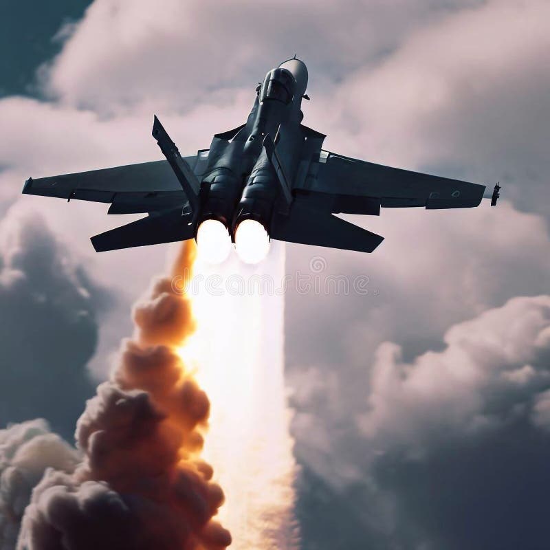 Fighter Aircraft Launches a Rocket Stock Illustration - Illustration of ...