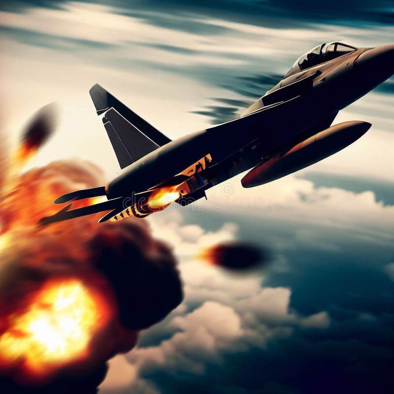 Fighter Aircraft Launches a Rocket Stock Illustration - Illustration of ...