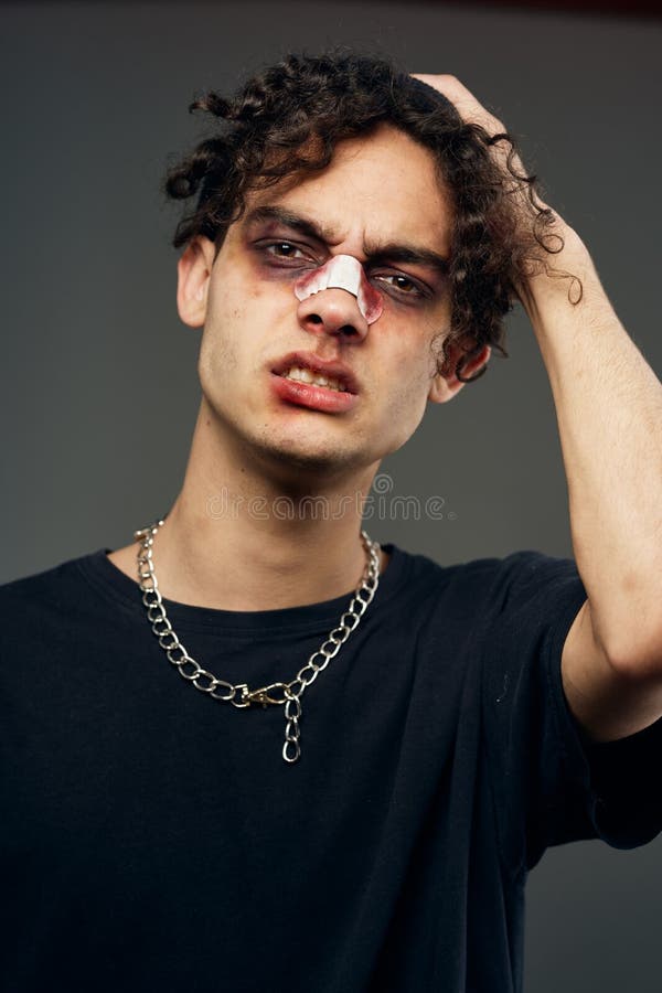 A Fighter with a Broken Nose Aggression Conflict the Dark Background ...