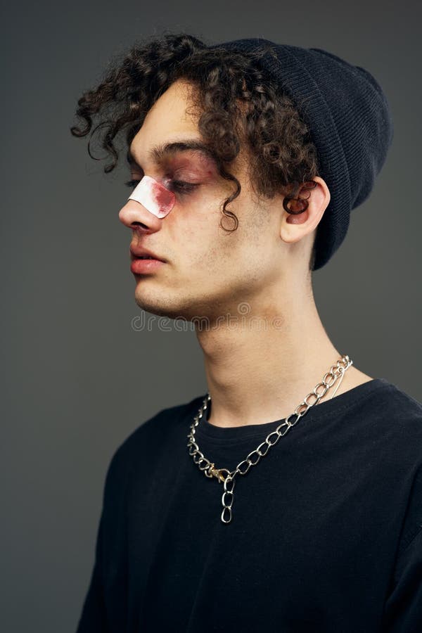 A Fighter with a Broken Nose Aggression Conflict the Dark Background ...