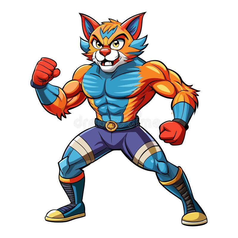 Fighter Cat Mascot Character 3d Disney Cartoon Style Sticker Vector ...