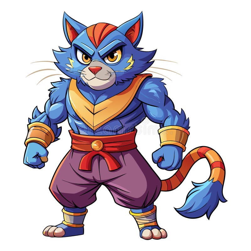 Fighter Cat Mascot Character 3d Disney Cartoon Style Sticker Vector ...