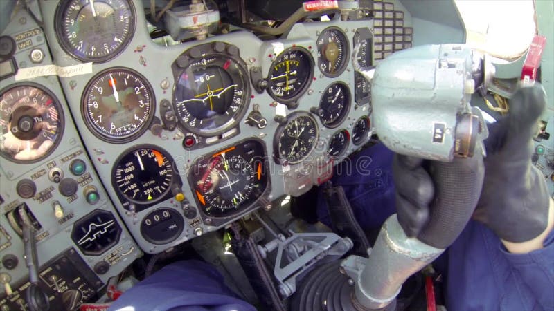 The Fighter Dashboard and Pilot Hand Operating Military Aircraft by ...