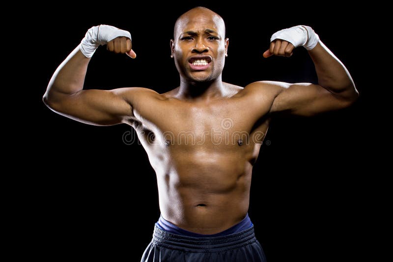 Fighter Flexing Muscles stock image. Image of bodybuilding - 51555237