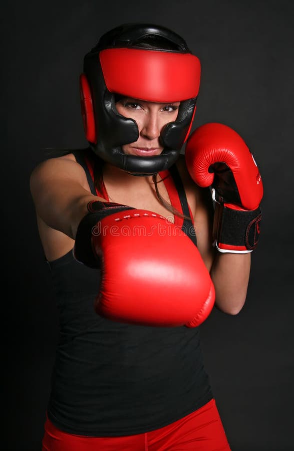 Fighter Girl Red stock image. Image of protection, training - 18638637
