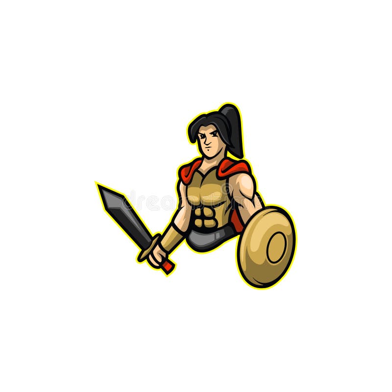 Fighter Gladiator Mascot Logo Vector Stock Vector - Illustration of ...