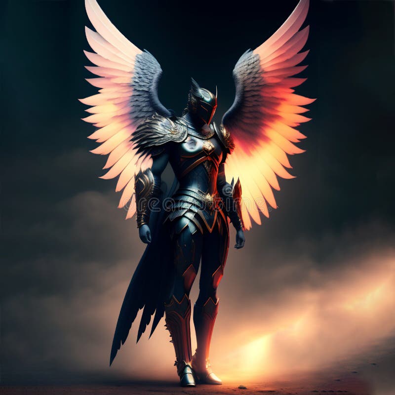 Fighter with Golden Wings Fantasy Stock Illustration - Illustration of ...