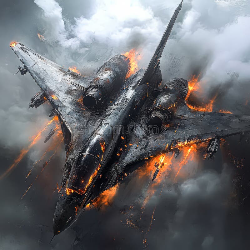 Fighter Jet is in the Air with Flames Coming Out of it Stock Photo ...