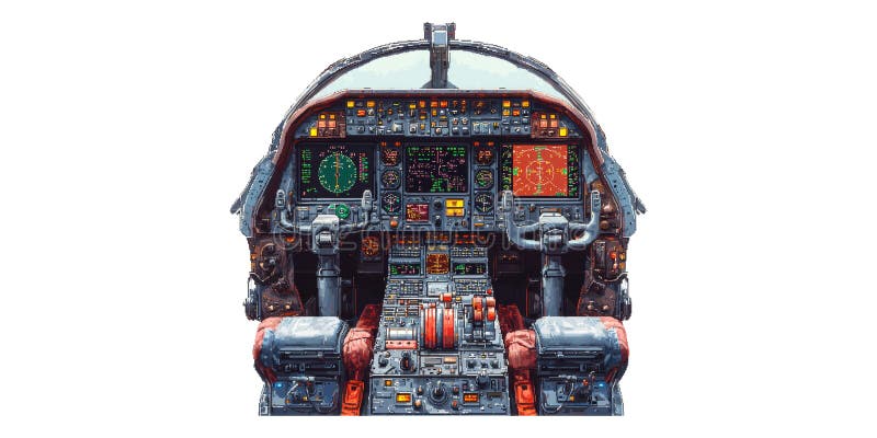Fighter Jet Cockpit Controls and Instruments Isolated on Transparent ...