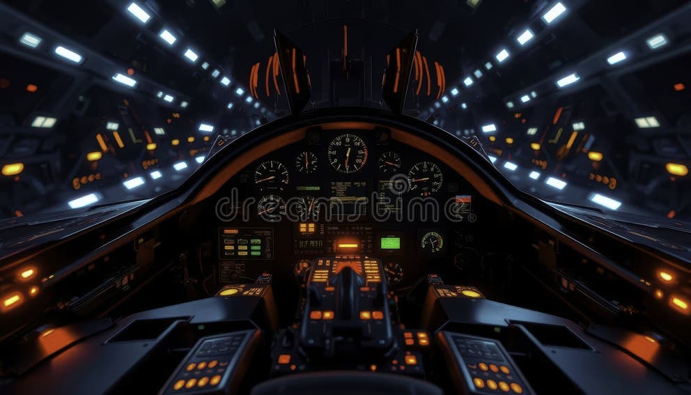 Fighter Jet Cockpit, Pre Flight Checks, Instruments Illuminated, Ready ...